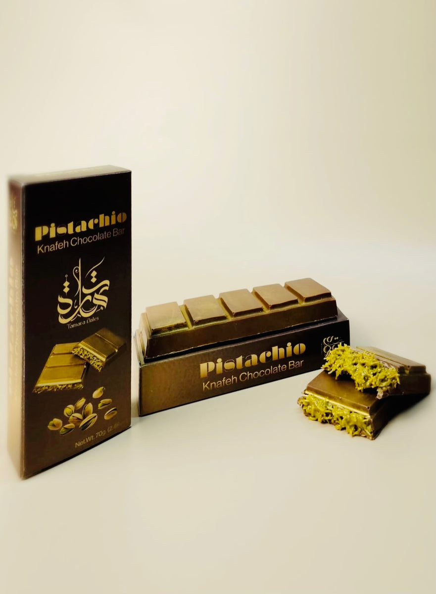 Pistachio Knafeh Chocolate | Viral Middle Eastern Chocolate – Tamara Dates